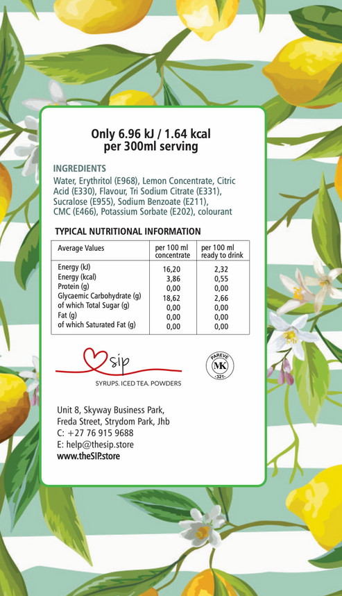 Sweet and Sour (Lemonade) Sugar-Free Syrup – The SIP Store SA